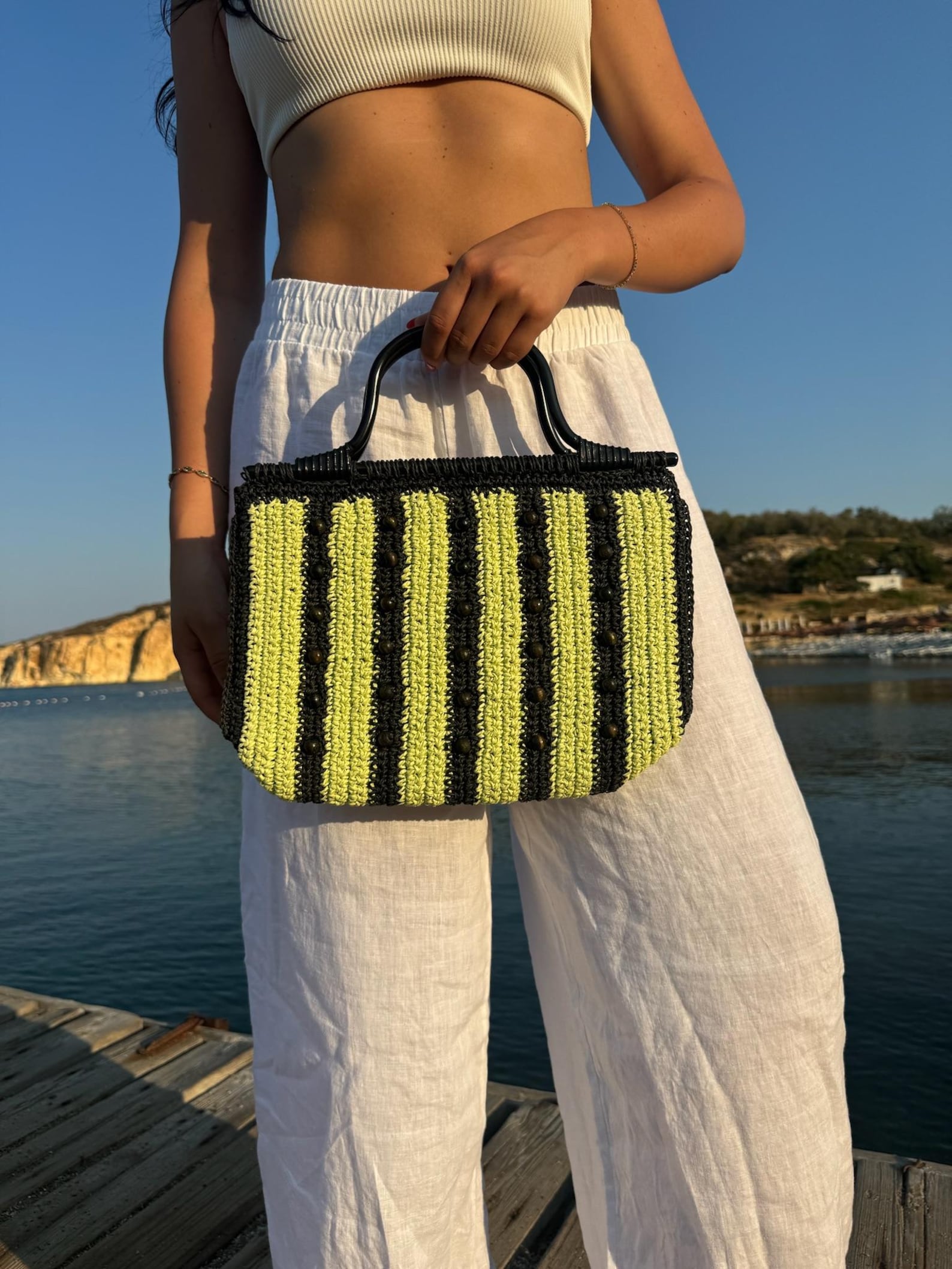 Handmade Crochet Bag, Women Night Out Bag, Crochet Bag Raffia, Crochet ...