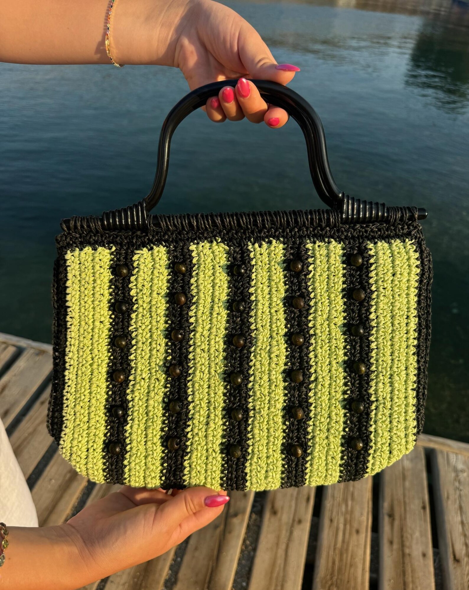 Handmade Crochet Bag, Women Night Out Bag, Crochet Bag Raffia, Crochet ...