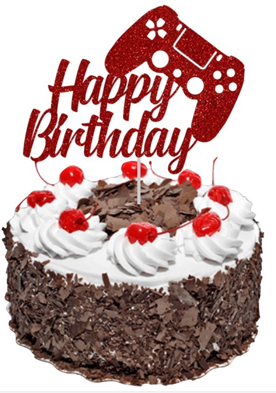 Happy Birthday Glitter Card Cake Topper Playstation PS4 Controller ...