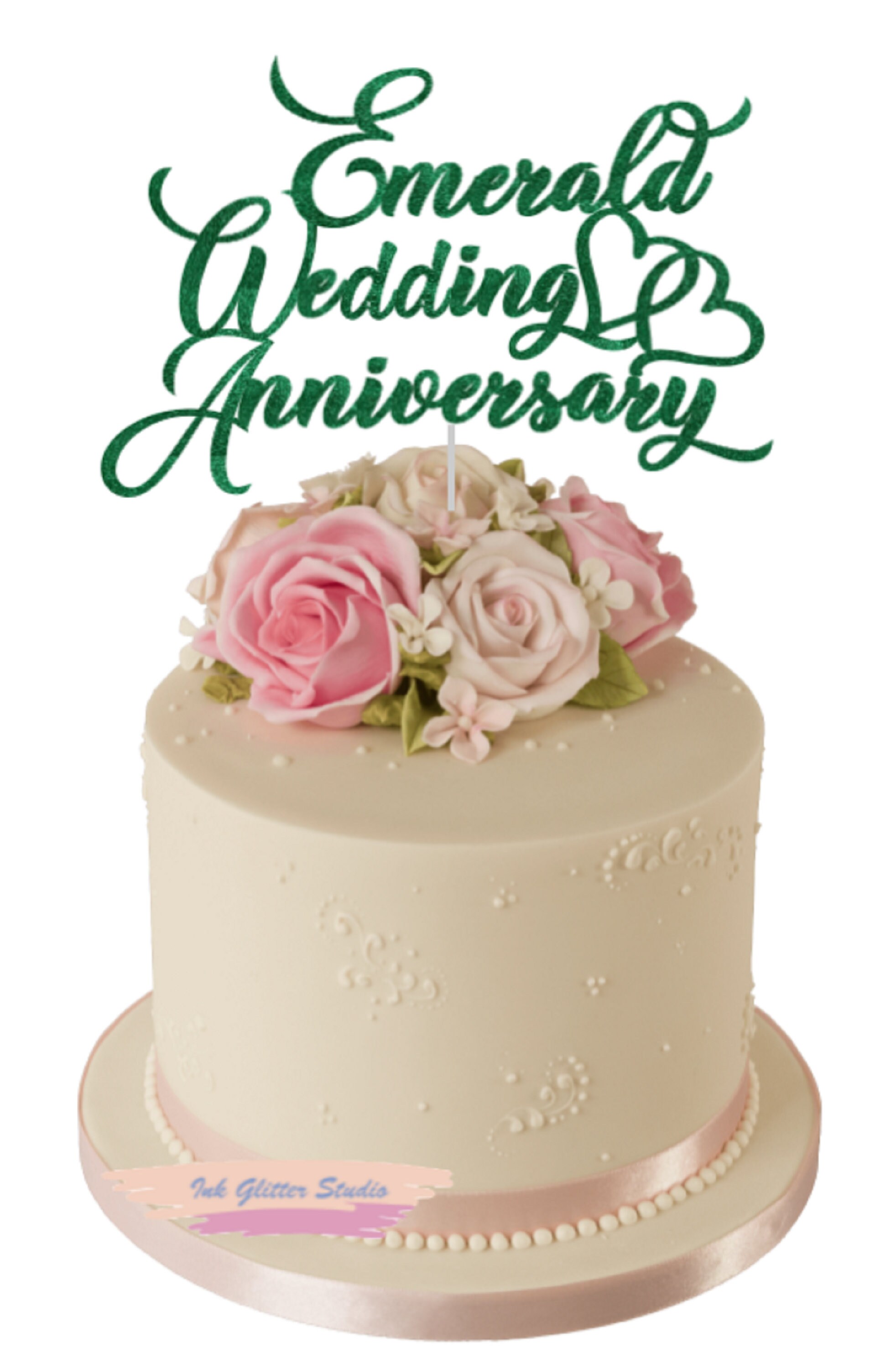 Emerald Wedding Anniversary Glitter Cake Topper 55th - Etsy UK
