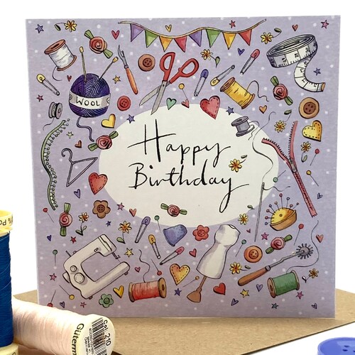Birthday Card Birthday Sewing - Etsy UK