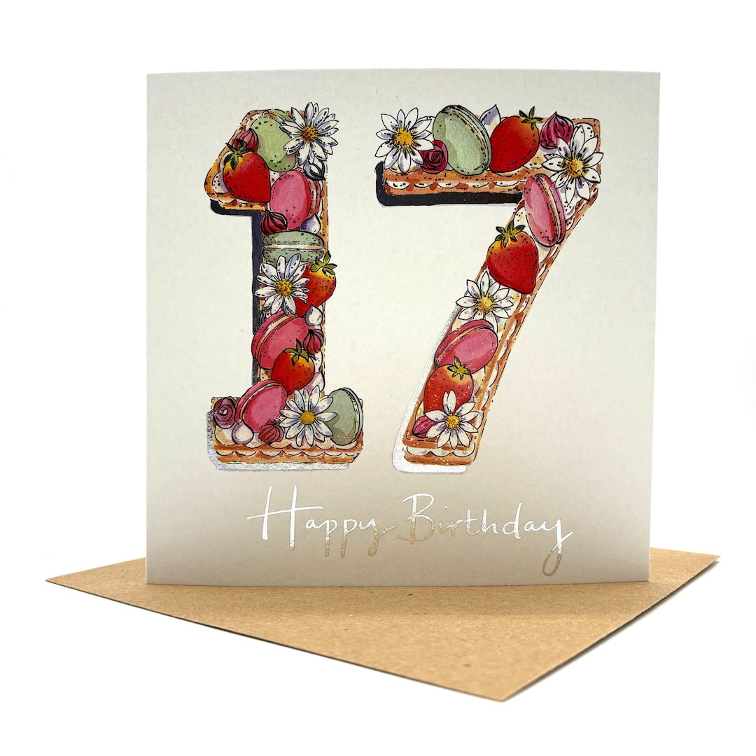 17th Birthday Cake Card - Etsy