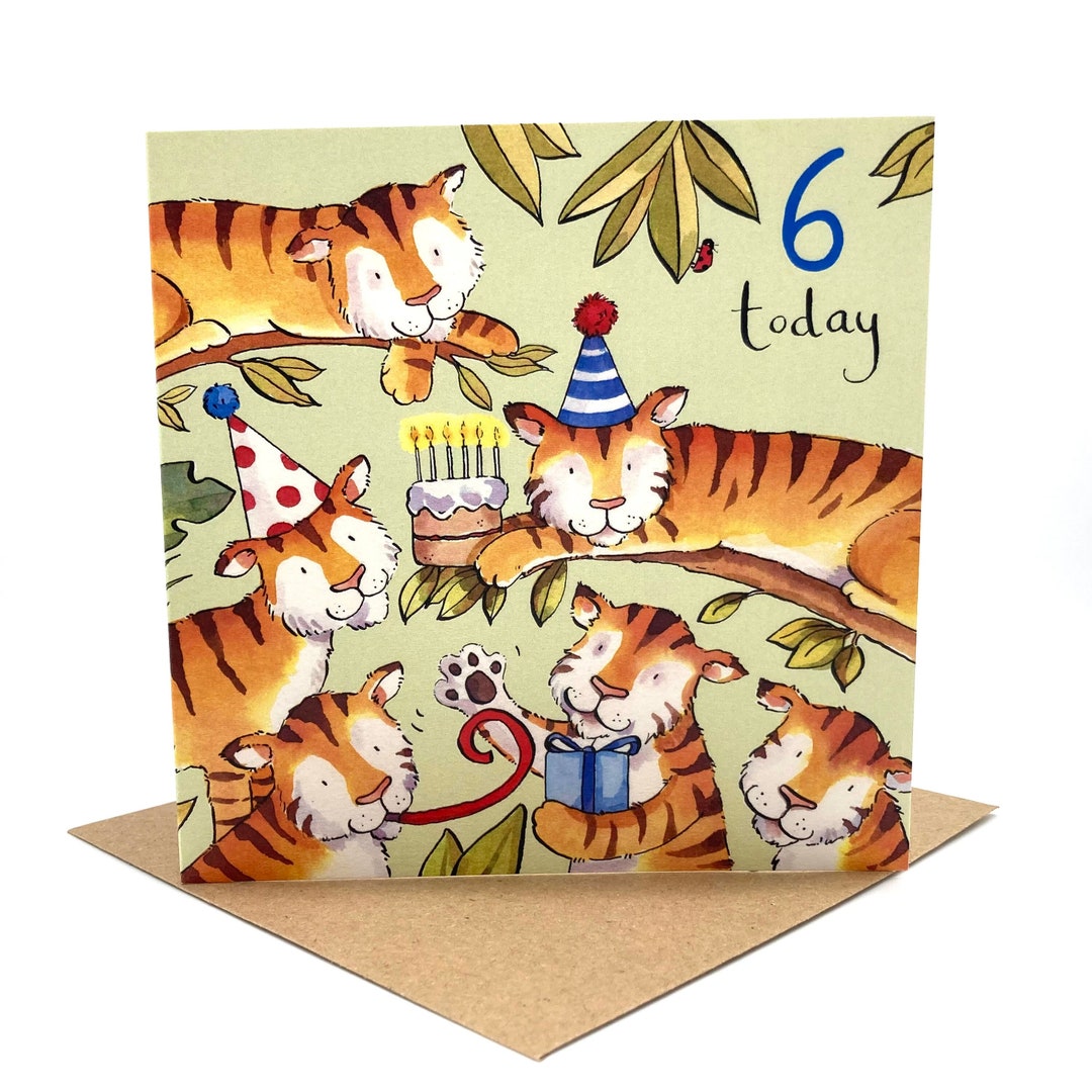 6th Birthday Card - Tiger - Etsy