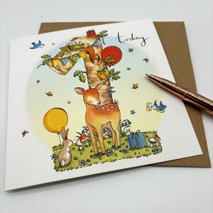 One Woodland Deer Birthday Card - Etsy