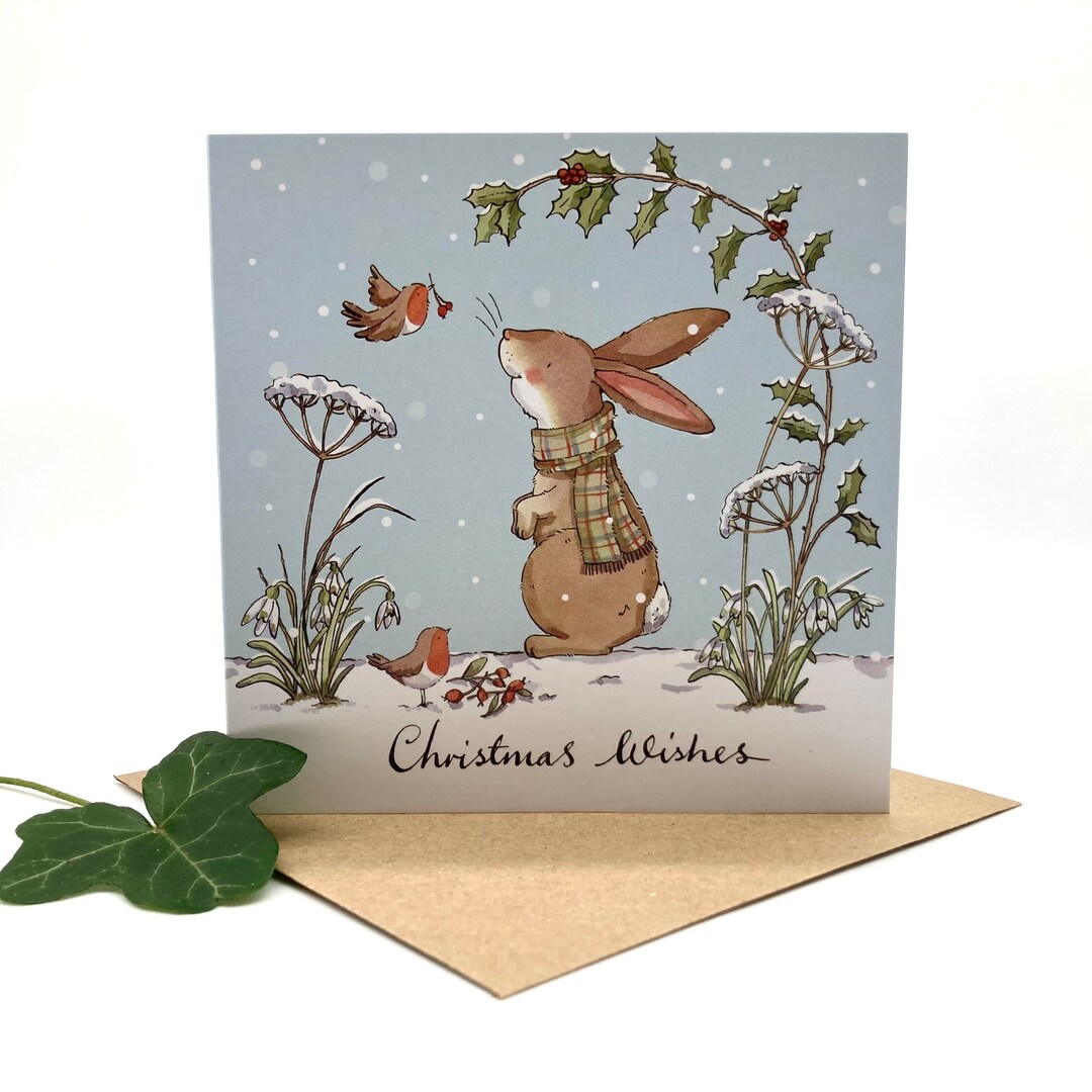 Pack of 5 Christmas Rabbit Cards - Etsy UK