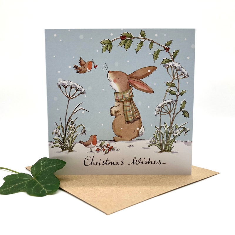 Bunny Christmas Card - Etsy