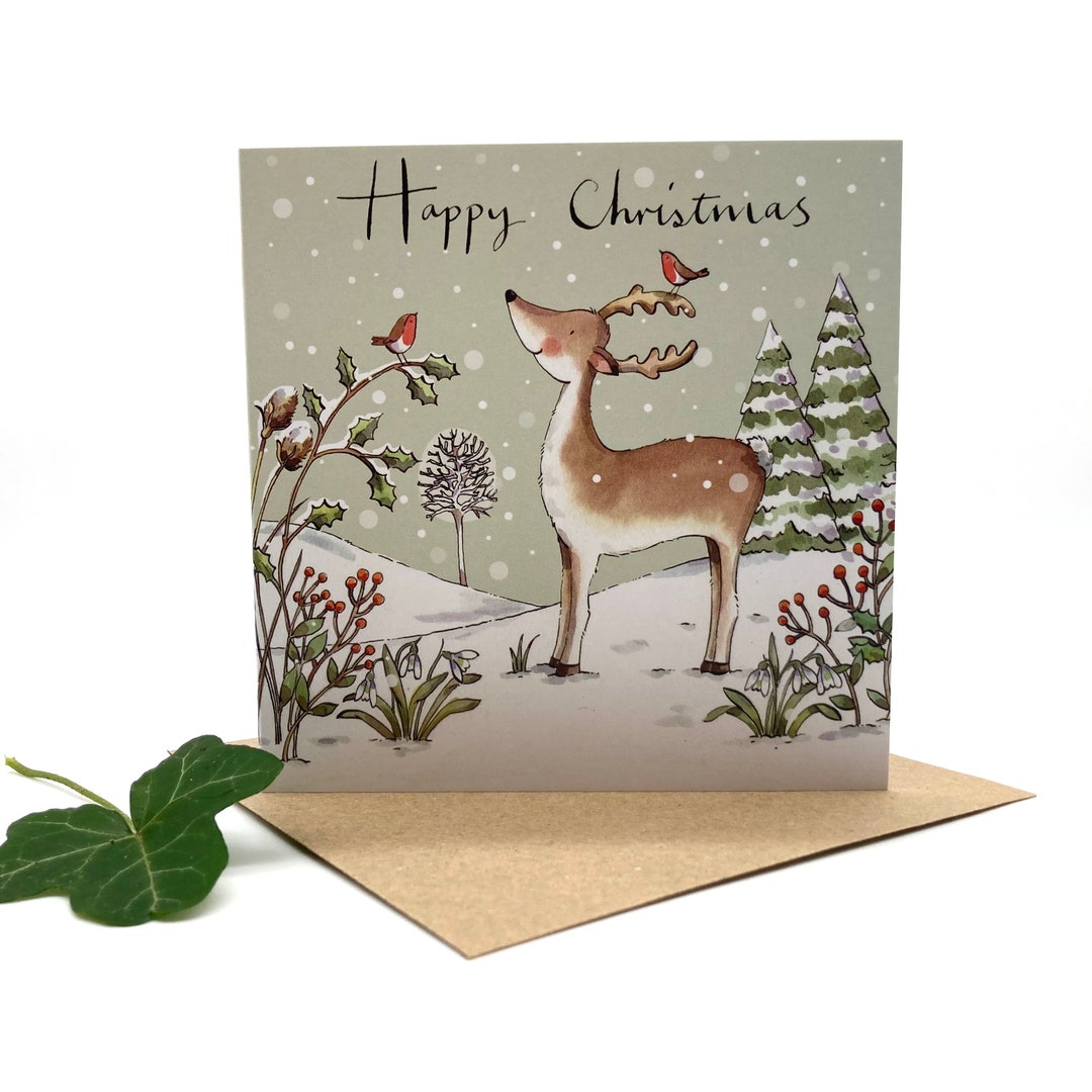 Pack of 5 Christmas Deer Christmas Cards - Etsy UK