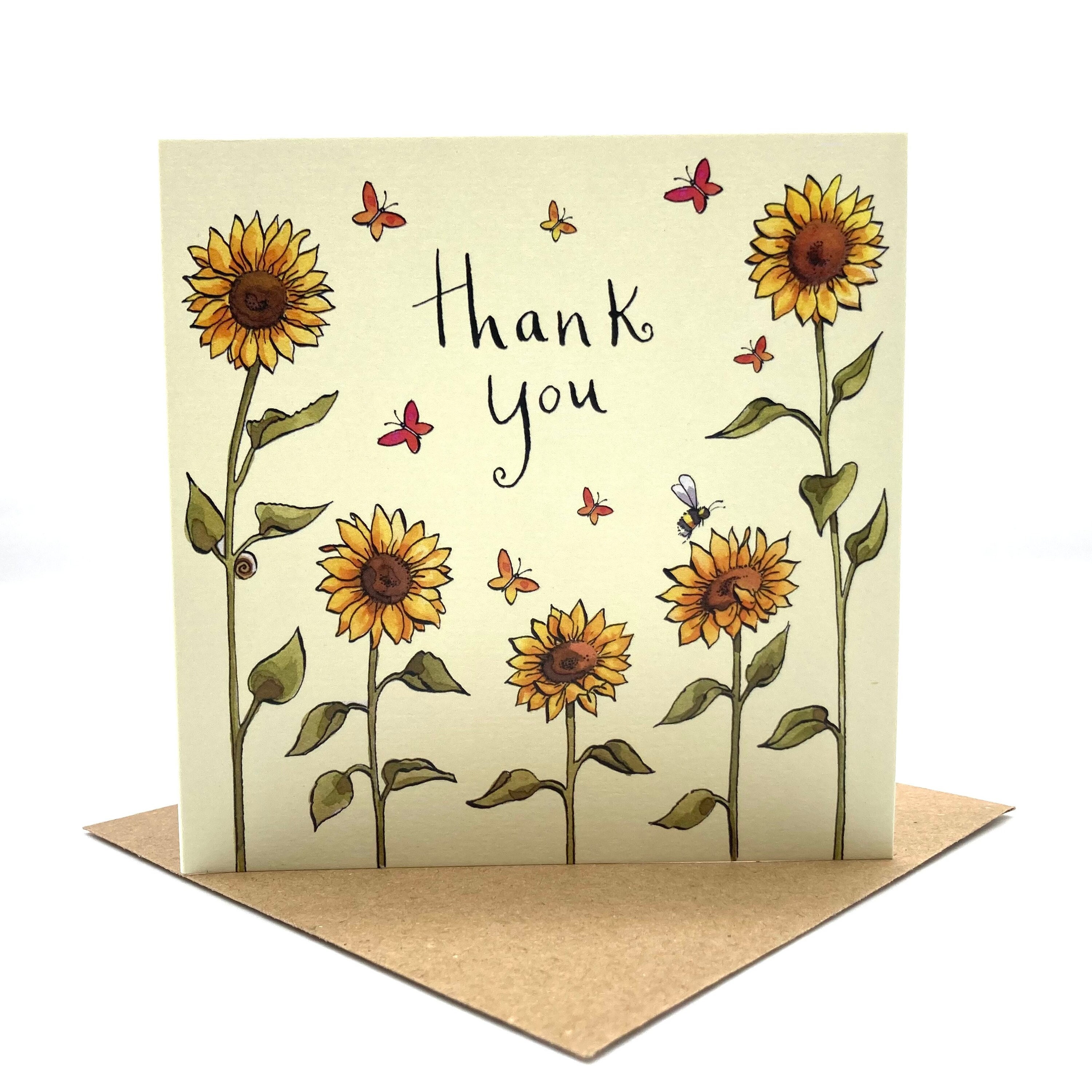 Thank You Card, Thank You Sunflowers - Etsy