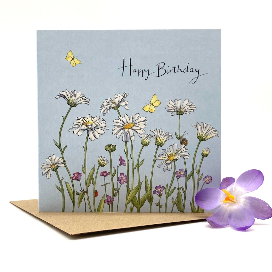 Birthday Card, Happy Birthday Daisy Card - Etsy