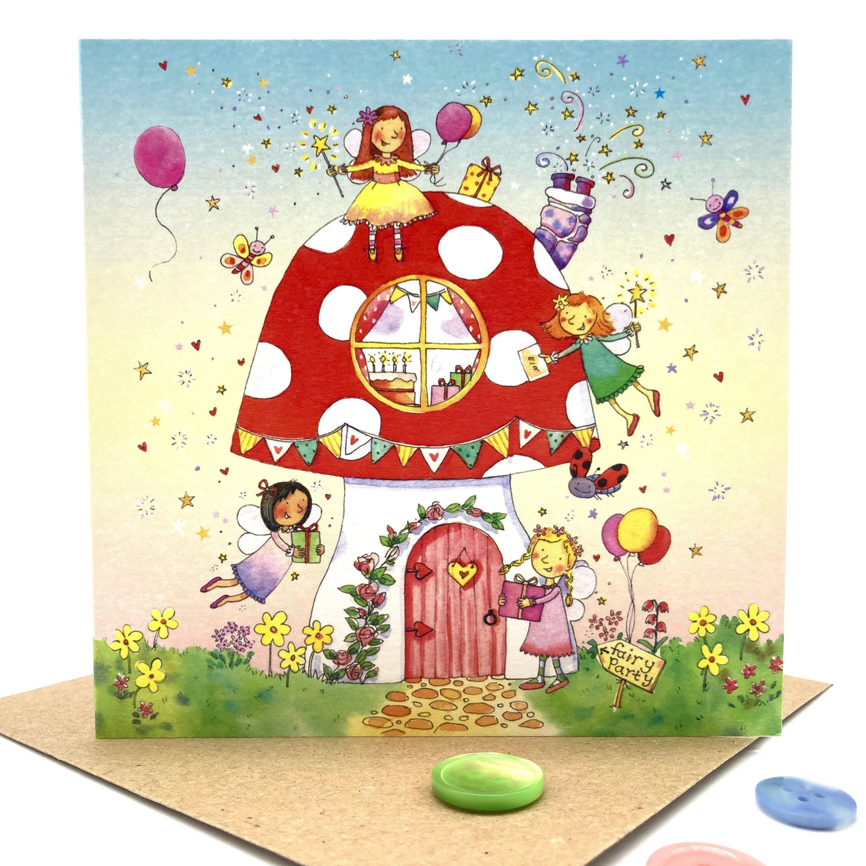 Birthday Card Toadstool Party - Etsy UK