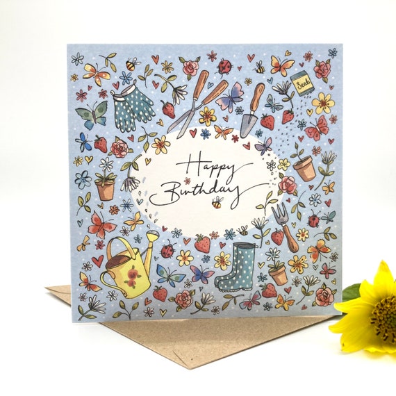 Birthday Card Birthday Gardening | Etsy