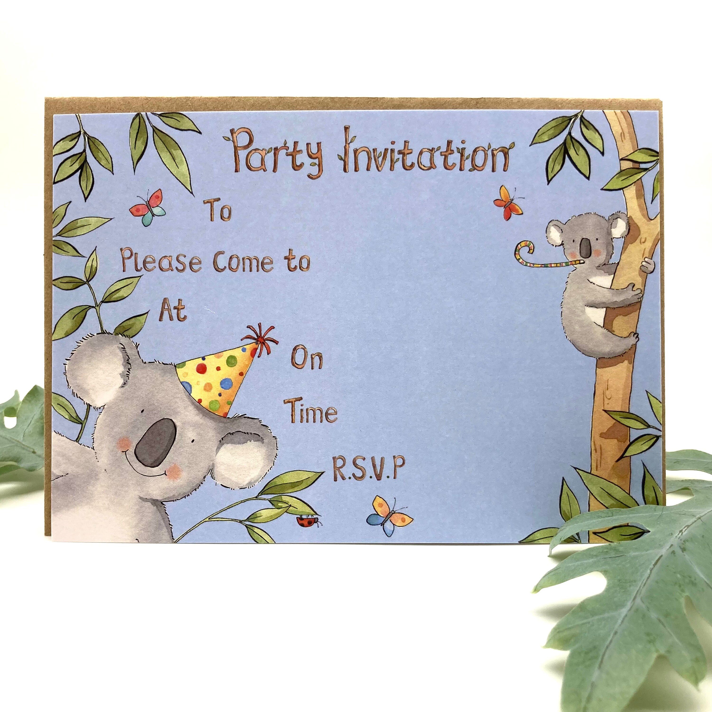 Koala Birthday Party Invitations Pack of 10 - Etsy UK