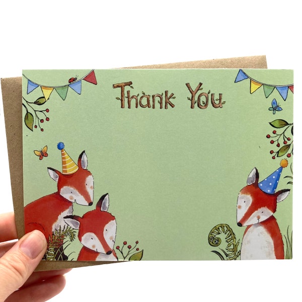 Fox Thank You Card - Etsy