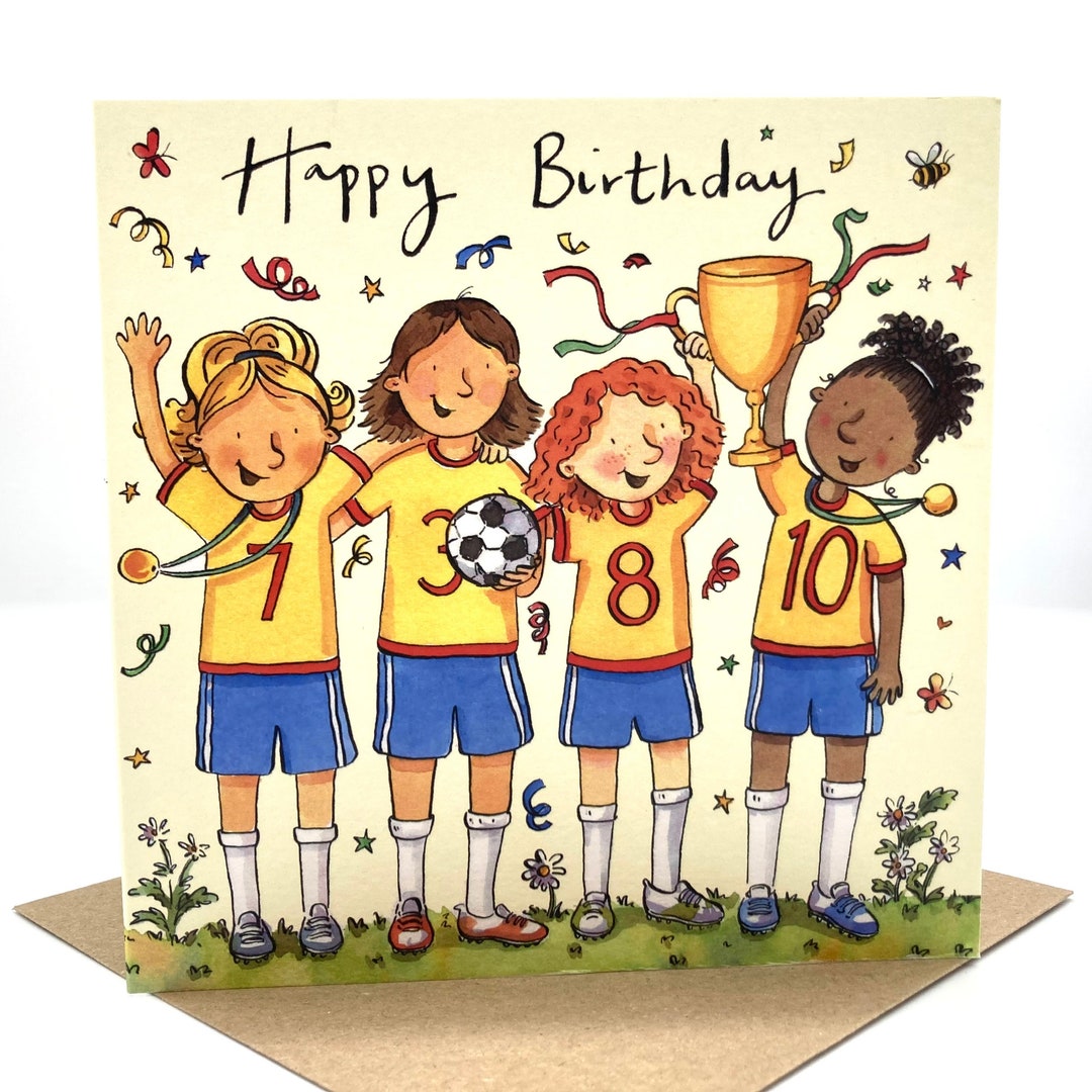 Girls Football Birthday Card - Etsy