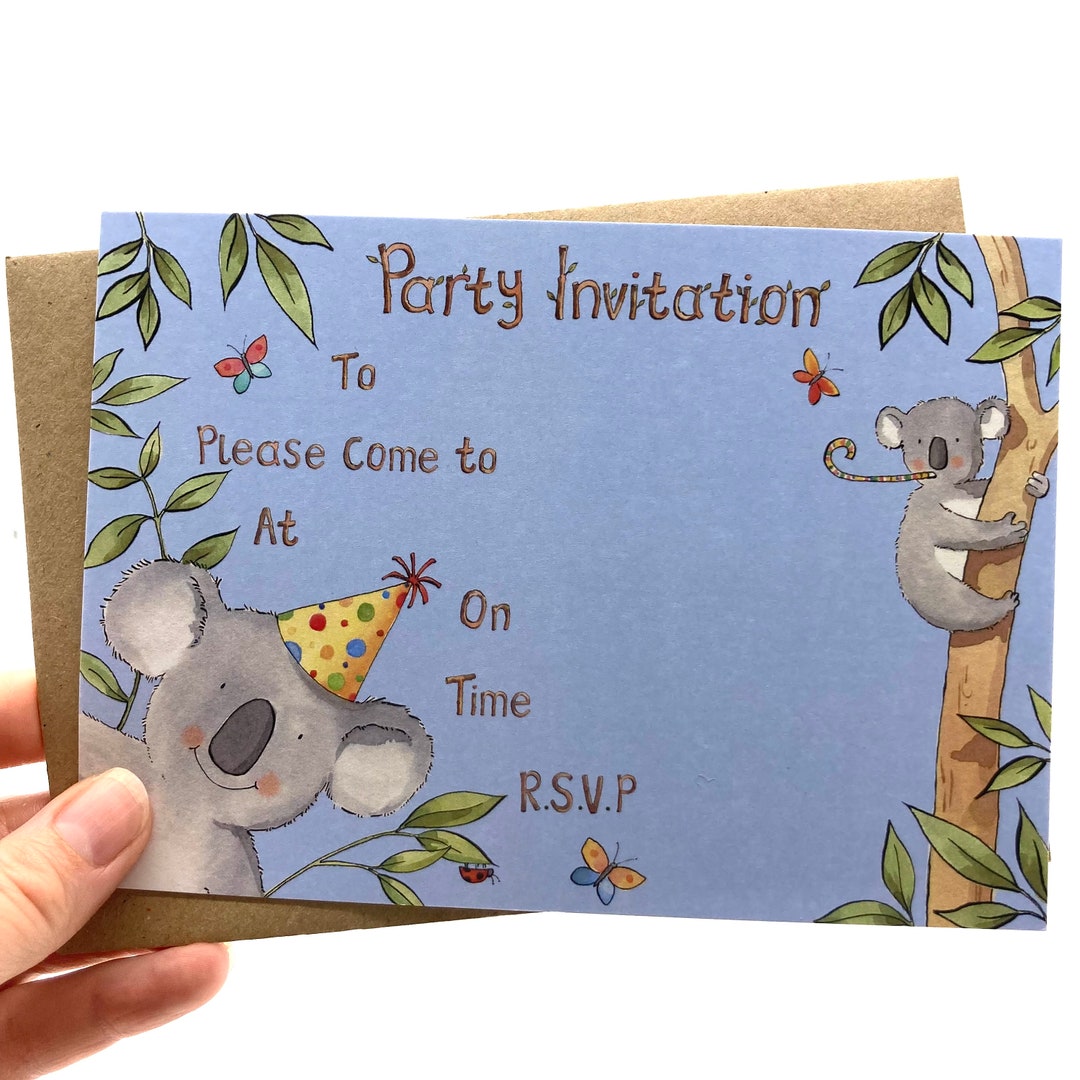 Koala Birthday Party Invitations Pack of 10 - Etsy