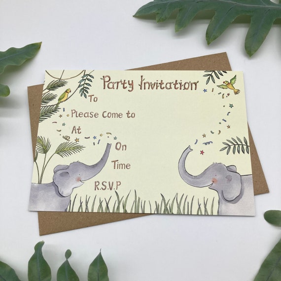Elephant Birthday Party Invitations