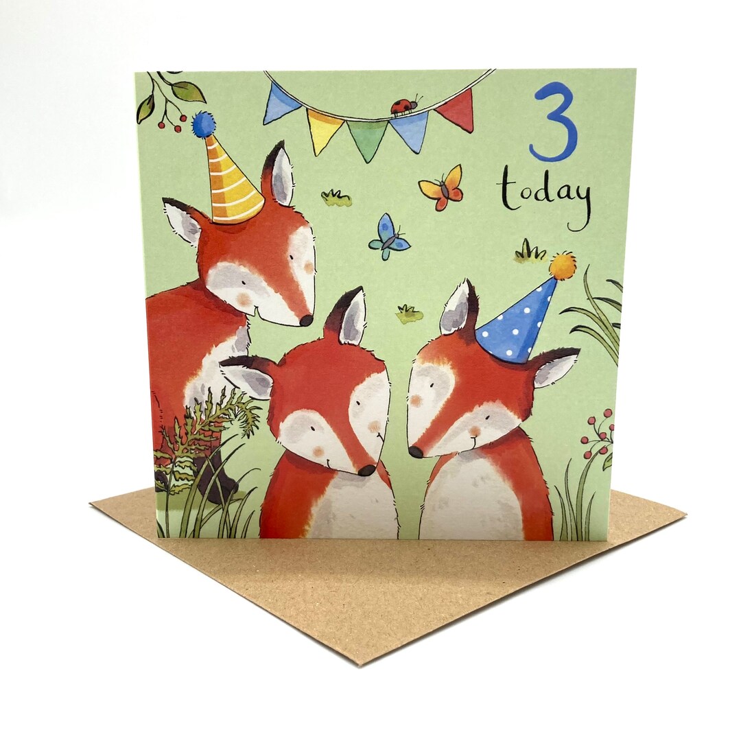 3rd Birthday Card - Fox - Etsy