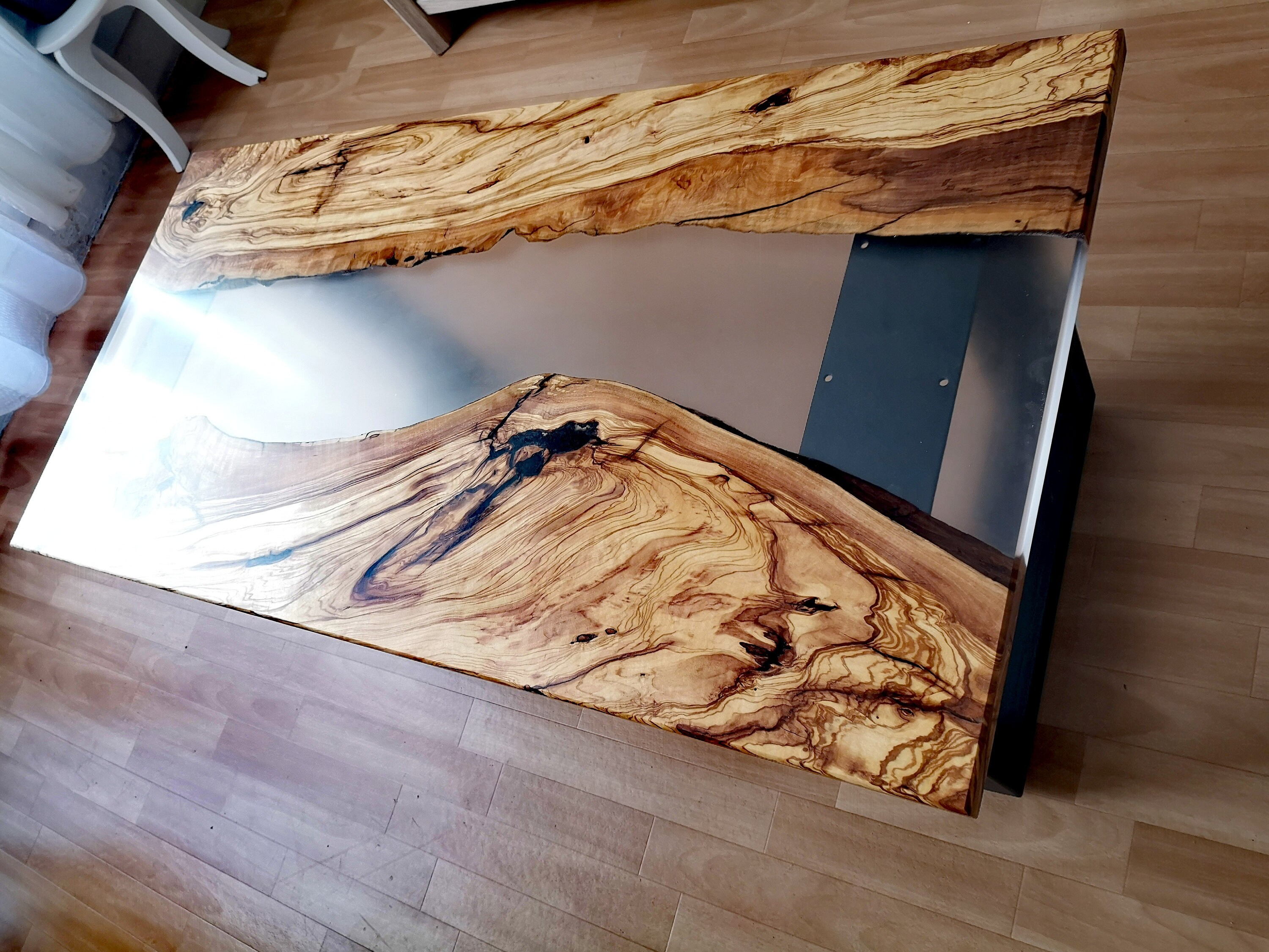 Table basse riviere Résine époxy Bois brut - Etsy France