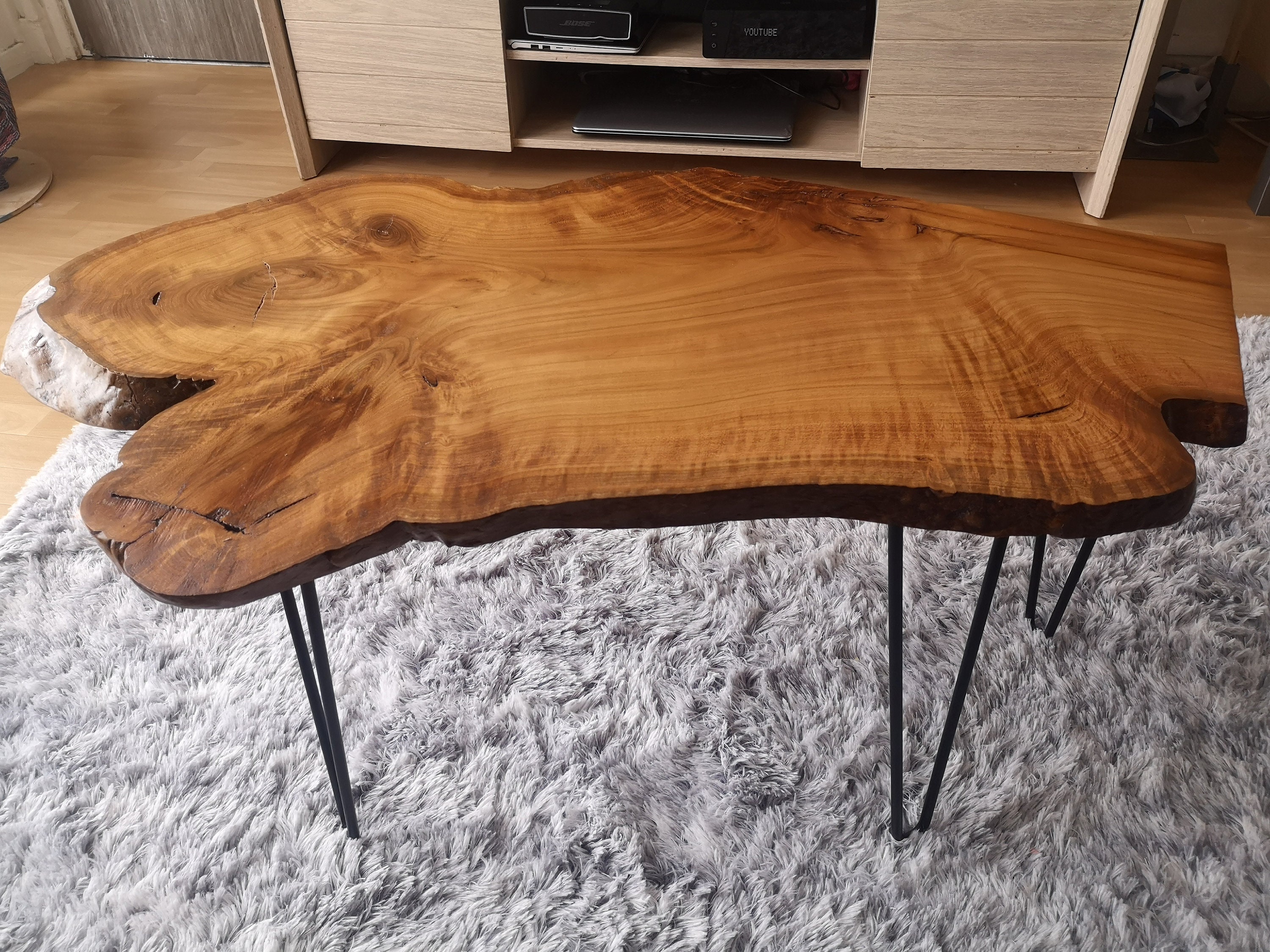 Table basse riviere Résine époxy Bois brut - Etsy France