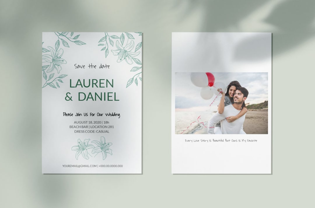 Casual Wedding Invitation Card - Etsy