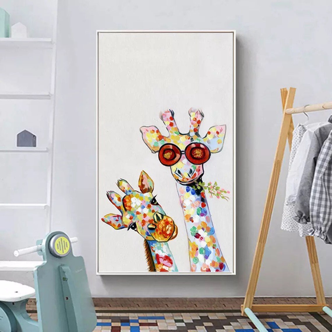 Wall Decor Giraffe Art Print Canvas Wall Art Giraffe - Etsy