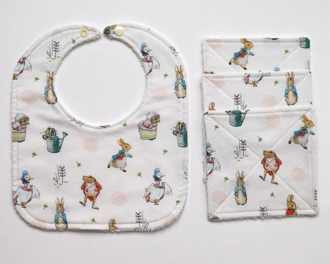 Peter Rabbit and Friends Baby Bib and Washcloth Set, Beatrix Potter ...