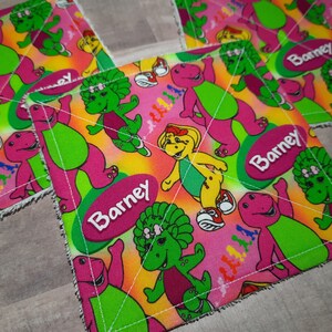 Barney Wash Cloth Set, Barney and Friends, Handmade, Washable, Cotton ...