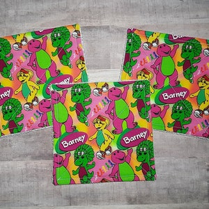 Barney Wash Cloth Set, Barney and Friends, Handmade, Washable, Cotton ...