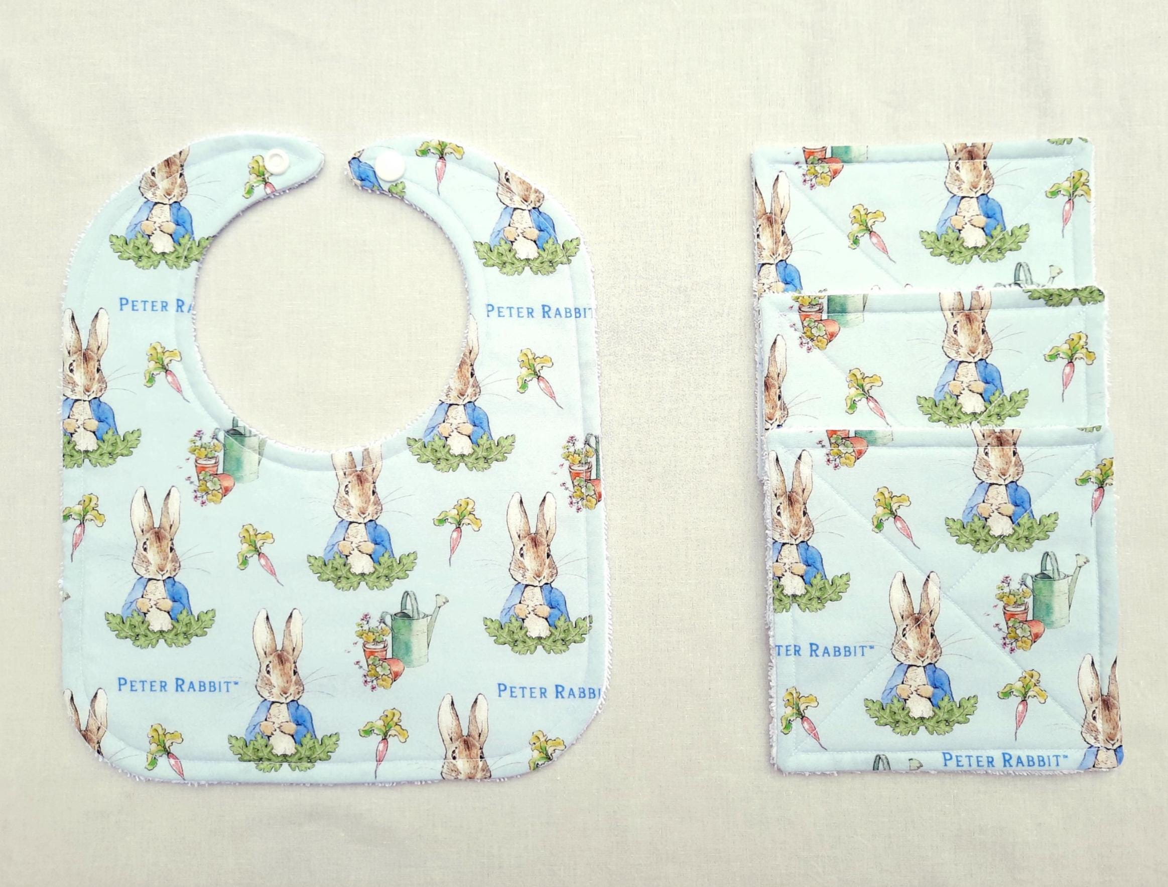 Peter Rabbit and Carrots Bib and Face Cloth Set, Beatrix Potter ...