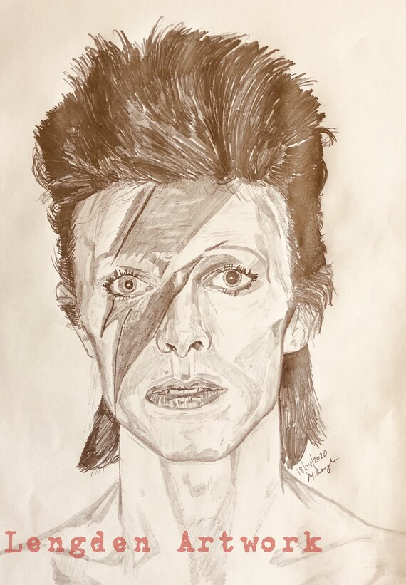 David Bowie / Ziggy Stardust Pencil Sketch Print | Etsy