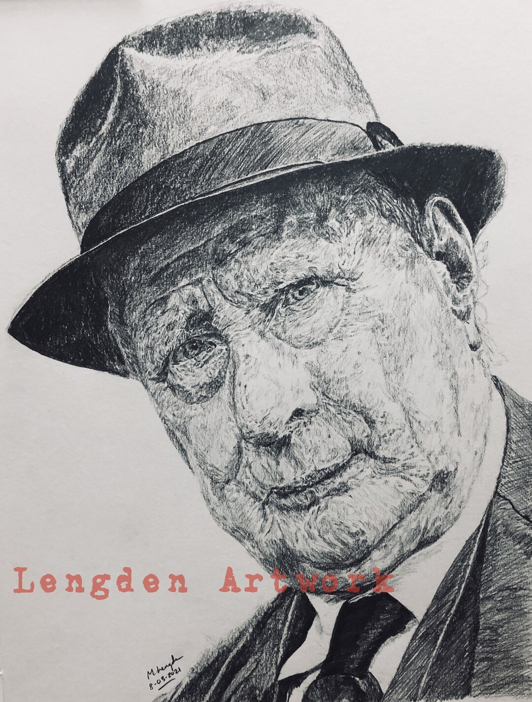 L.S. Lowry Portrait Pencil Sketch Print - Etsy