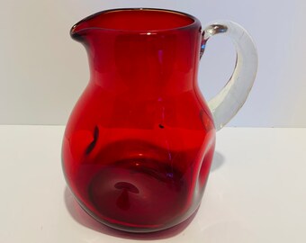 Blenko Red Pitcher - Etsy