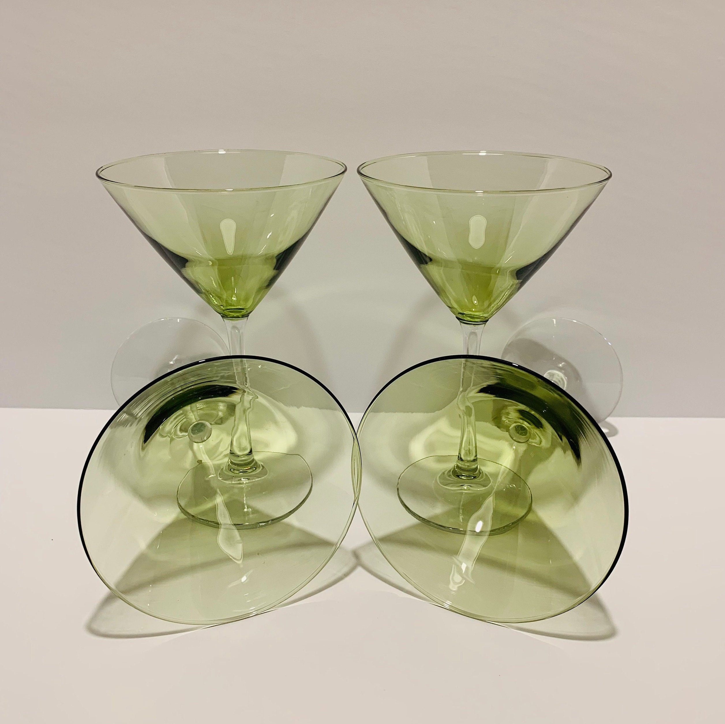 Kitchen And Dining Olive Green Bowl With Clear Stems Martini Glasses 2 Martini Glasses Martini