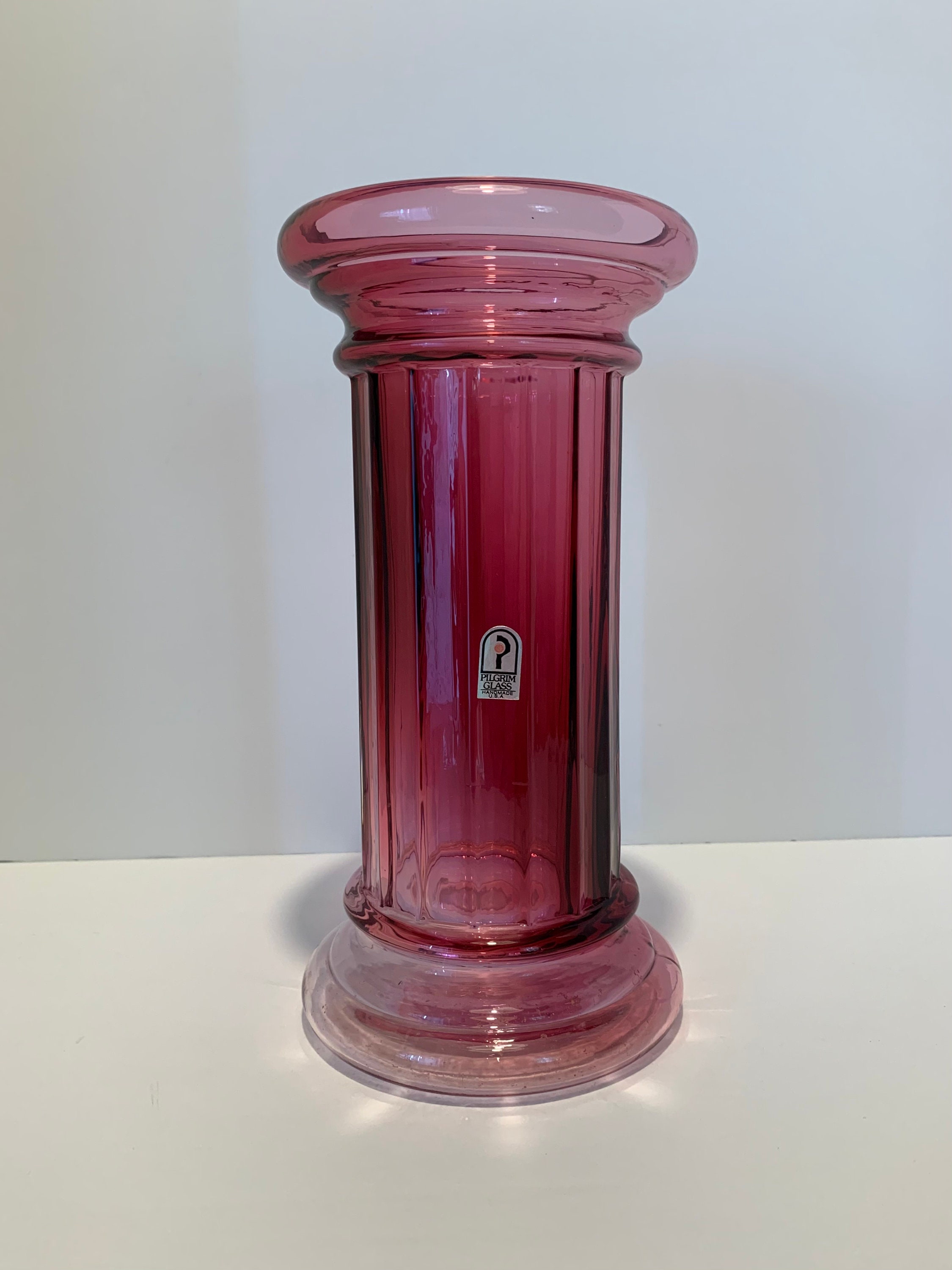 Cranberry Pilgrim Glass Vase - Etsy