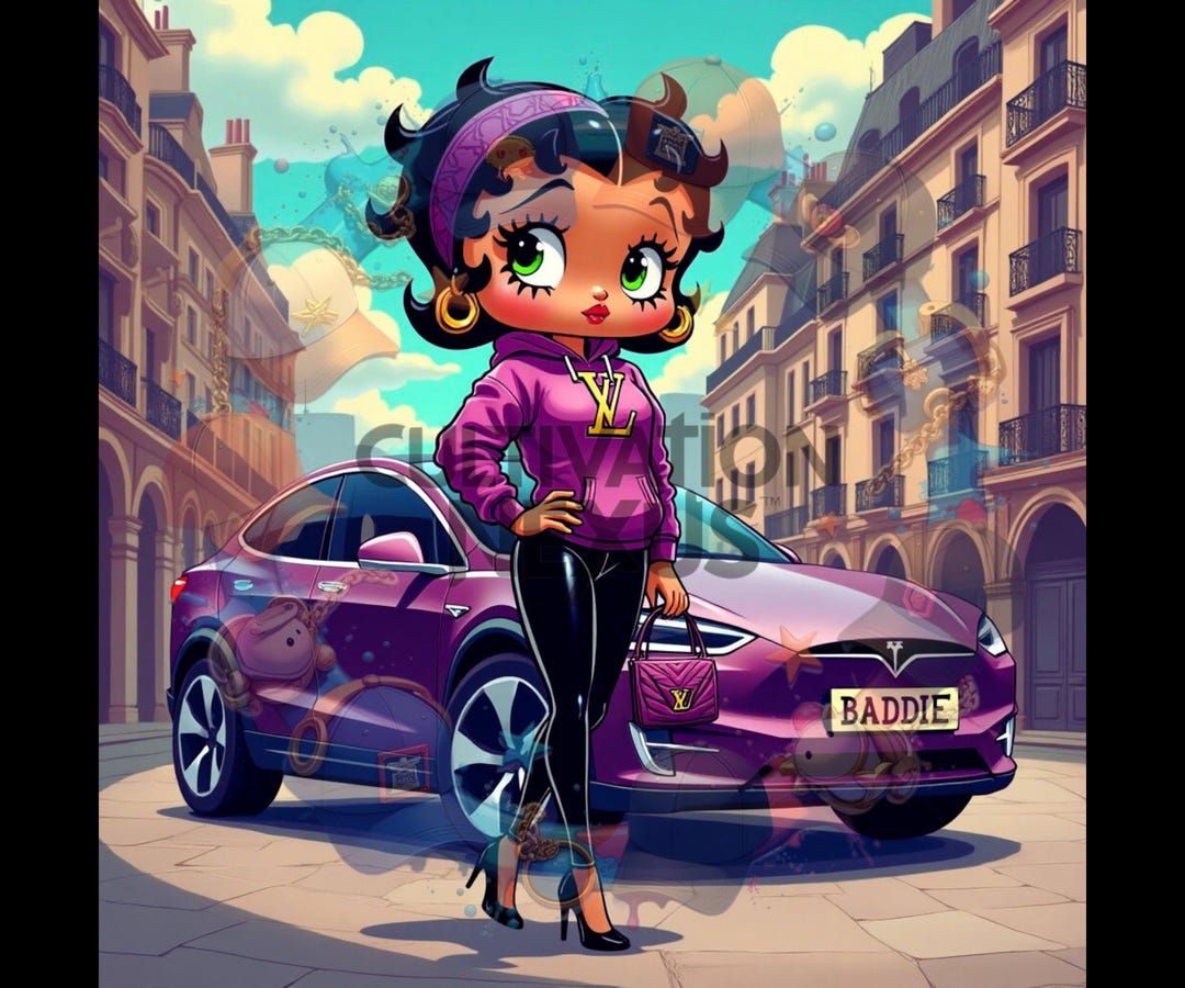 Baddie Betty Boop Purple Tesla Inspired Character Art, Purple Hoodie ...