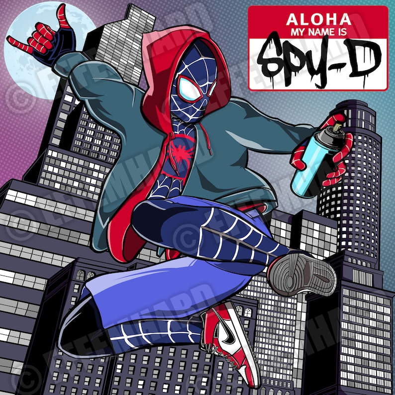 Spider Man / Miles Morales Graffiti - Street Art Holographic Sticker ...