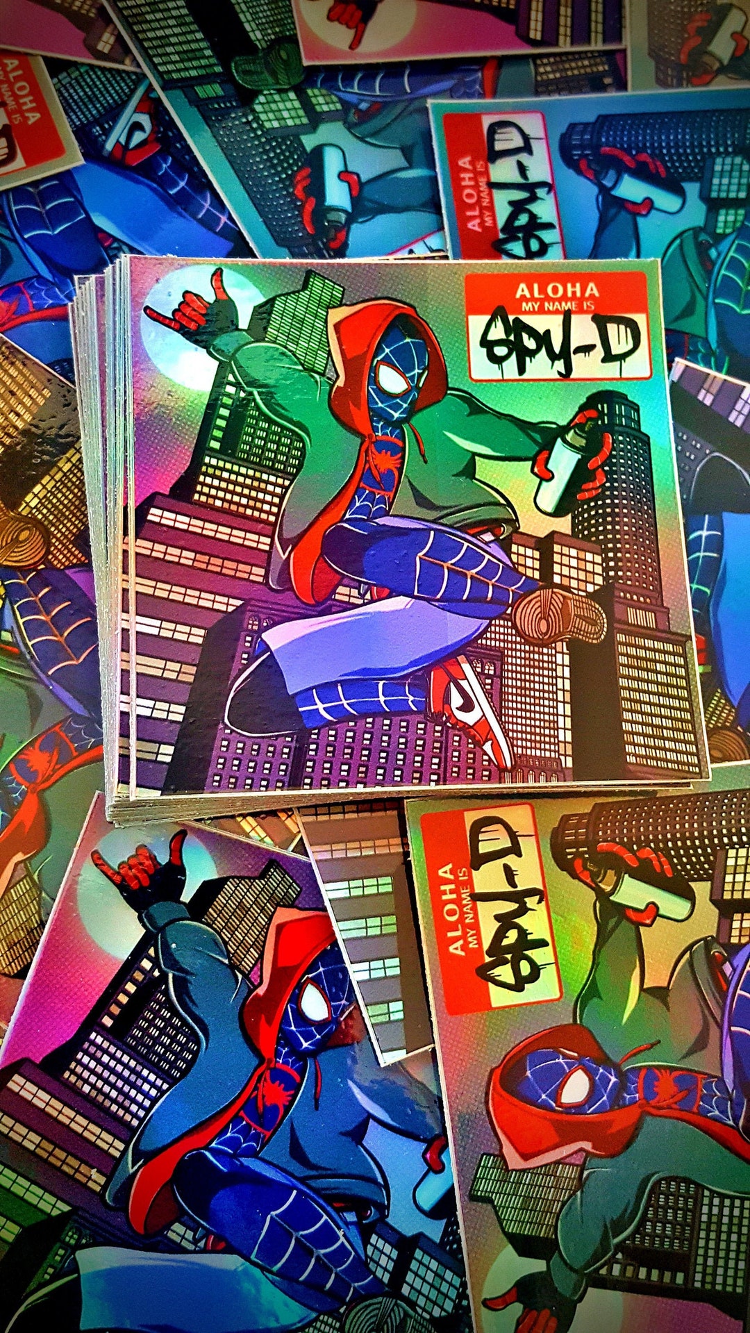 Spider Man / Miles Morales Graffiti - Street Art Holographic Sticker - Etsy