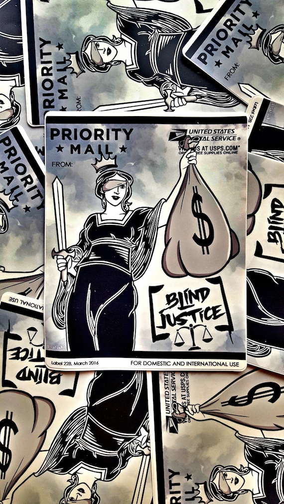 Blind Justice Street Art Label 228 / Priority Mail Sticker - Etsy