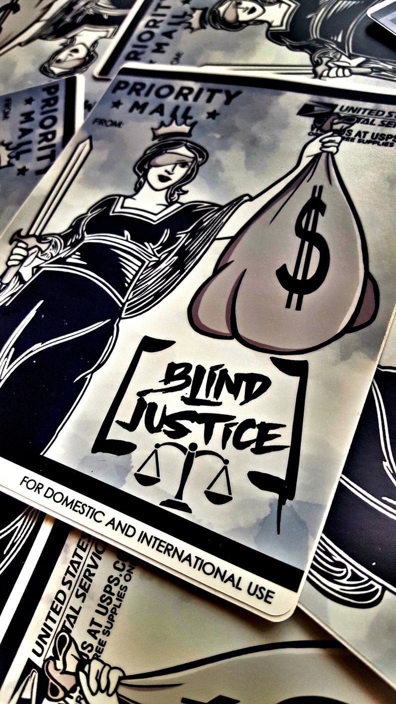 Blind Justice Street Art Label 228 / Priority Mail Sticker - Etsy