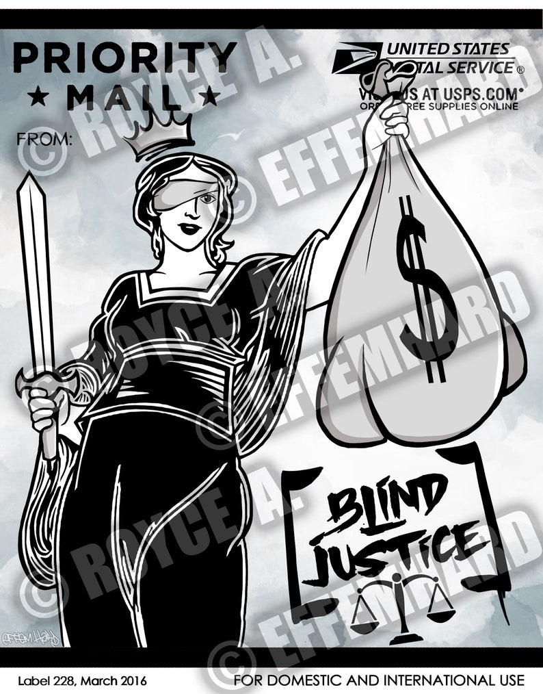 Blind Justice Street Art Label 228 / Priority Mail Sticker - Etsy