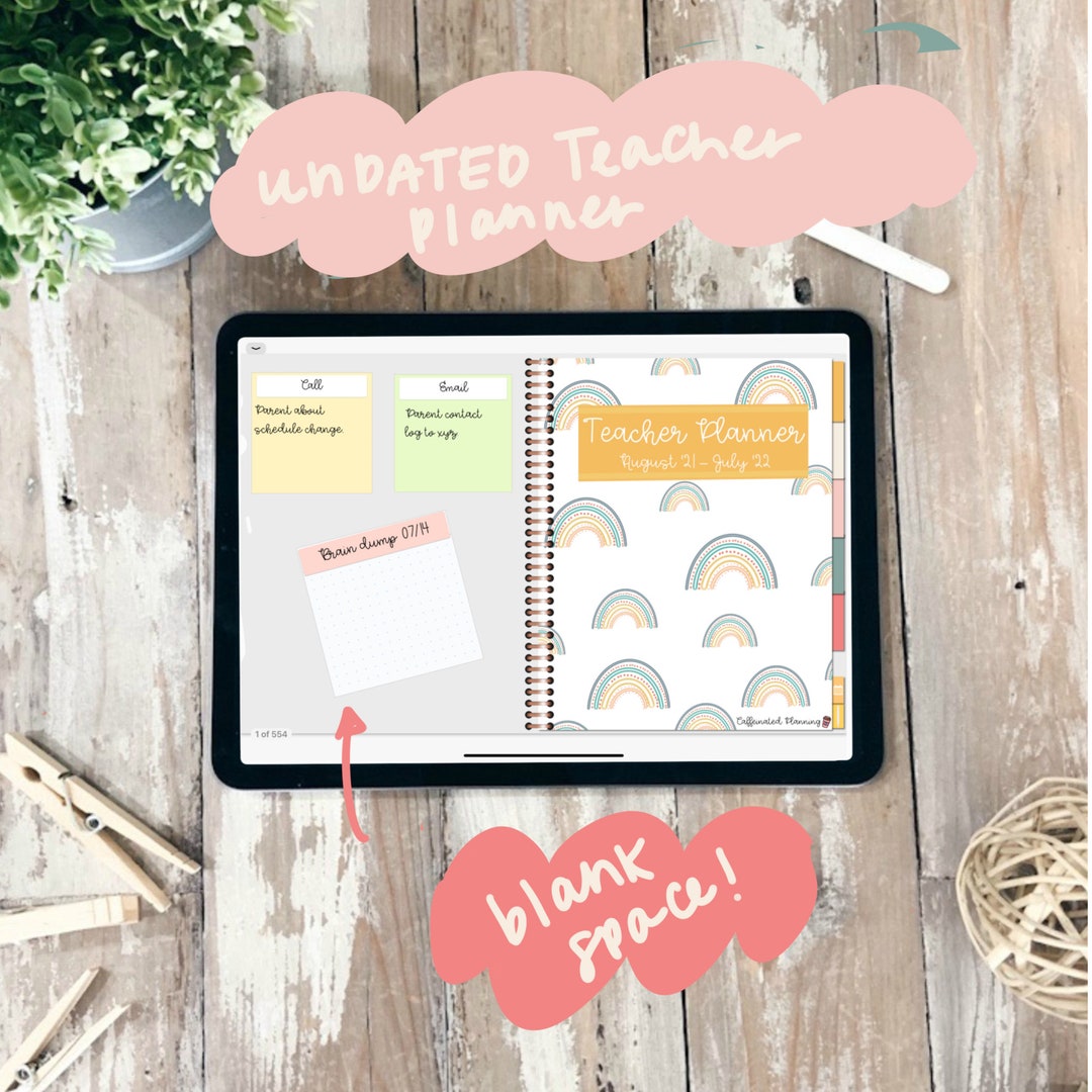 UNDATED Digital Teacher Planner - Etsy