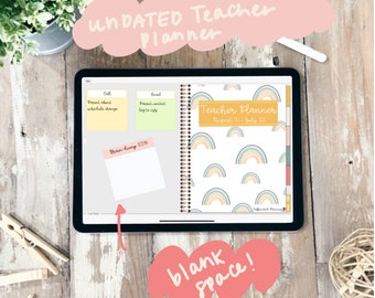 Customizable Boho Rainbow Digital Teacher Planner Undated Portrait ...