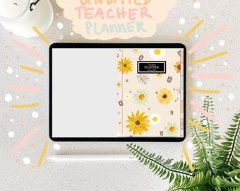 Customizable Boho Rainbow Digital Teacher Planner Undated Portrait ...