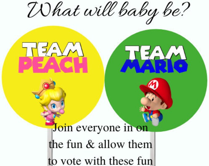 Super Mario Princess Peach Gender Reveal Vote Signs - Etsy