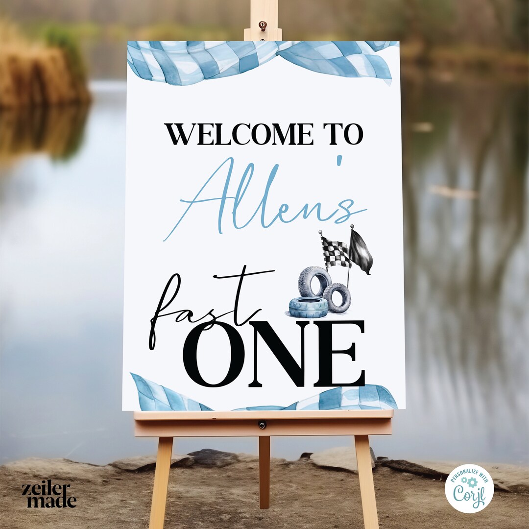 FAST ONE First Birthday Welcome Custom Sign, Race Car Welcome Sign ...