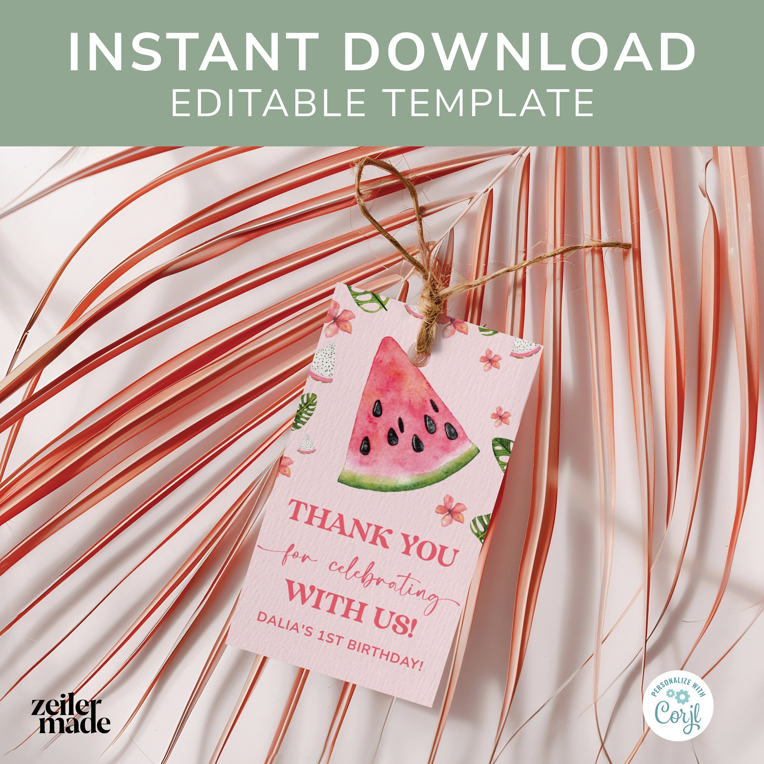 One in a Melon Party Favor Tag | Watermelon Themed Birthday Thank You ...