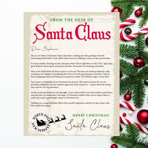 Editable Personalized Letter From Santa Claus From the Desk of Santa ...