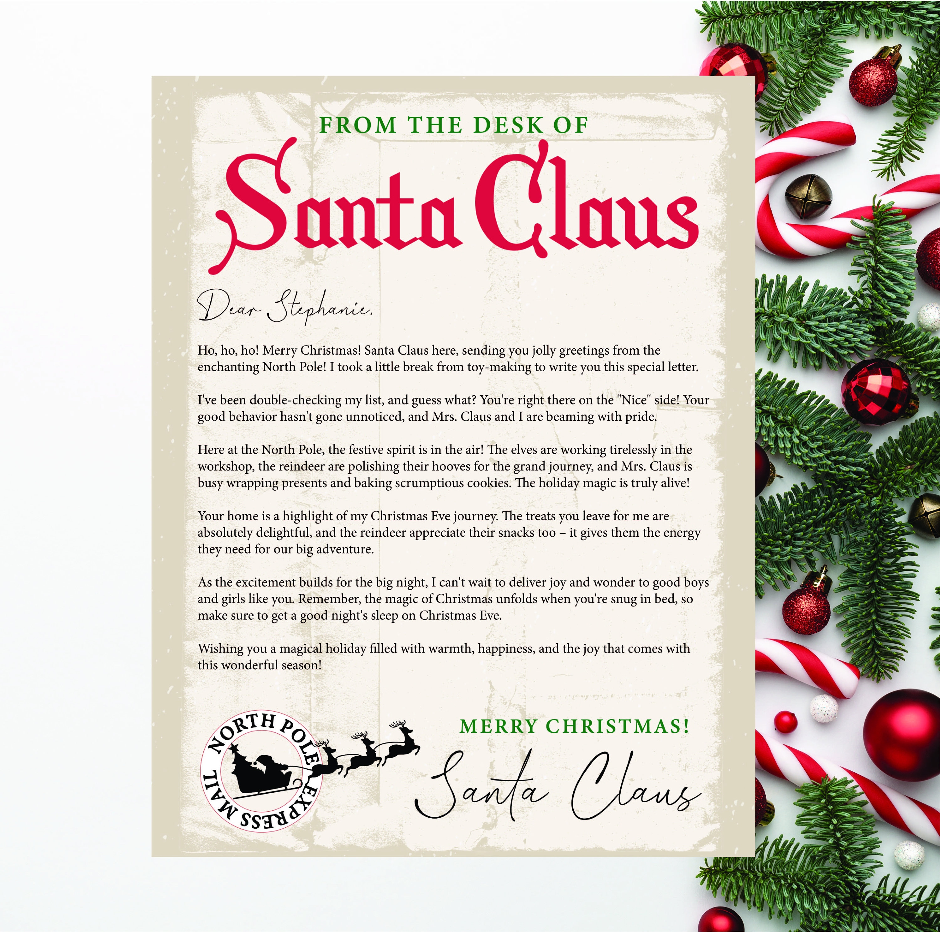 Editable Personalized Letter From Santa Claus From the Desk of Santa ...