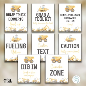 EDITABLE Construction Party Signs | Construction Theme Birthday Decor ...