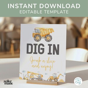 EDITABLE Construction Party Signs | Construction Theme Birthday Decor ...